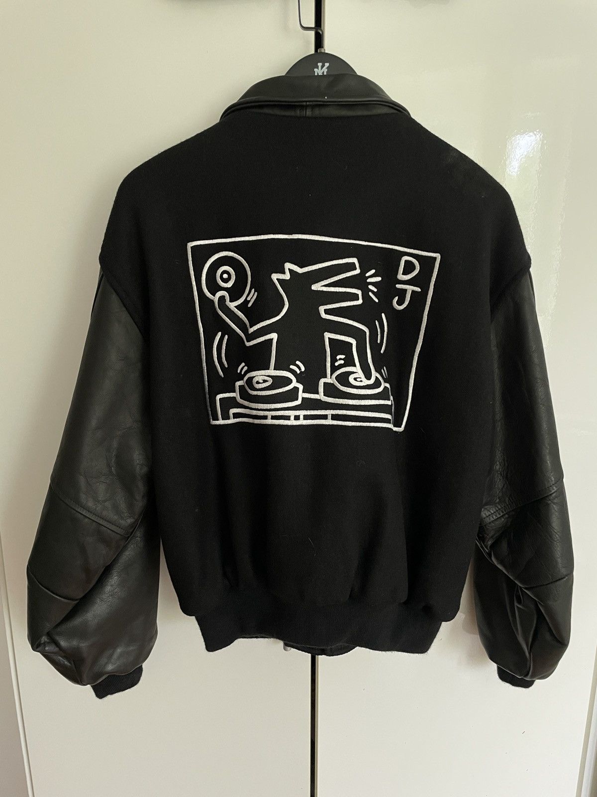 Keith Haring Keith Haring DJ College Varsity Bomber Jacket | Grailed