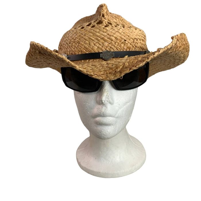 Harley Davidson Harley Davidson Straw Western Hat Cowboy wired Rim ...