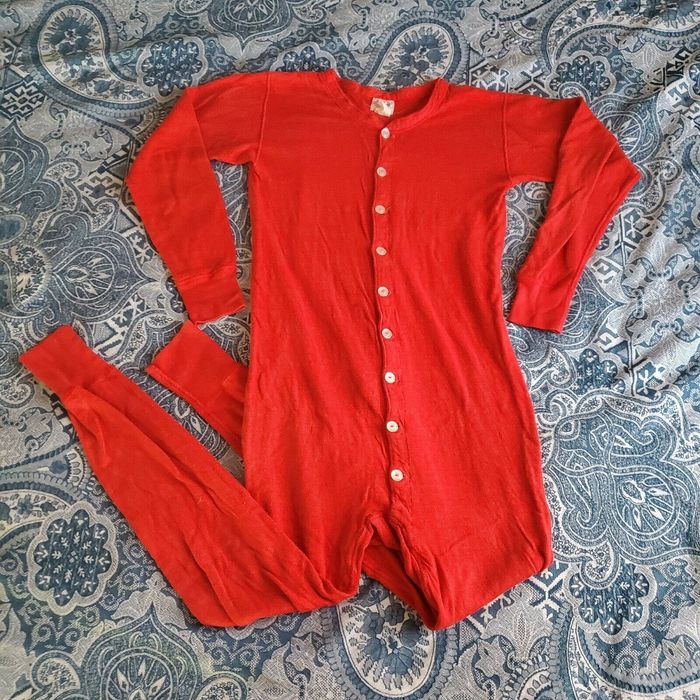 Vintage VTG Duofold Red Union Suit Thermal Long Johns Underwear Outer Mens Medium M | Grailed