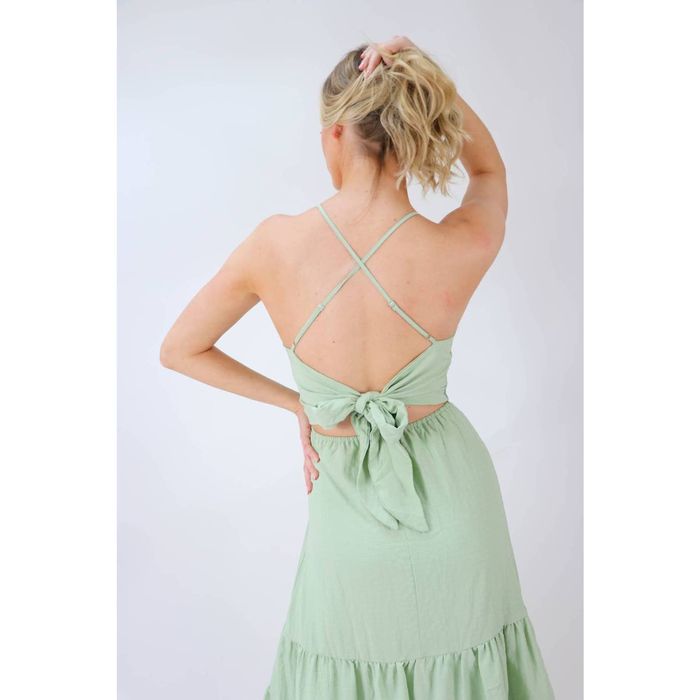 Shein SHE + SKY Enchanted Garden Midi Dress In Light Sage | Grailed