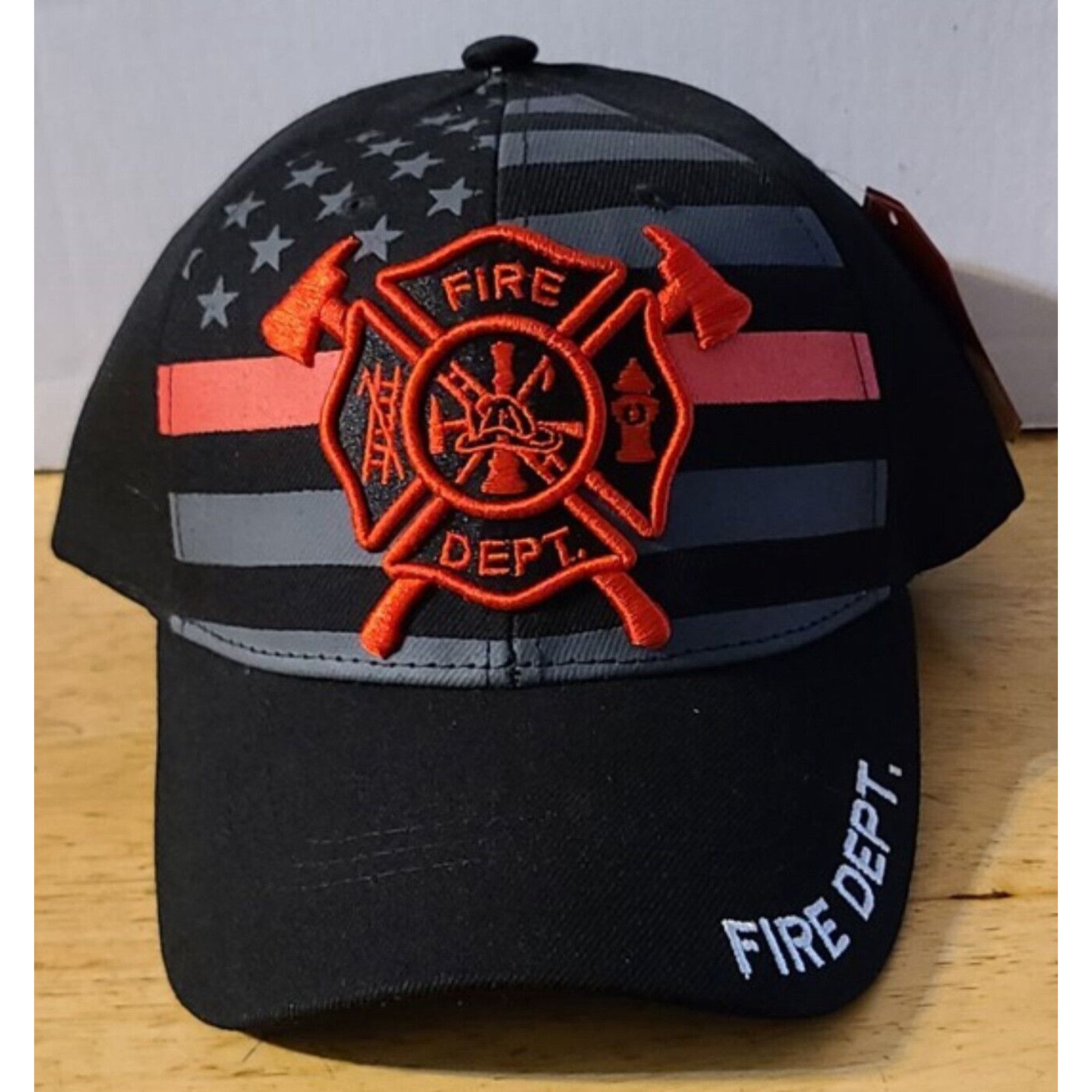 DEPARTMENT5 FIRE DEPARTMENT AMERICAN FLAG RED LINE AXES LADDER BASEBALL ...