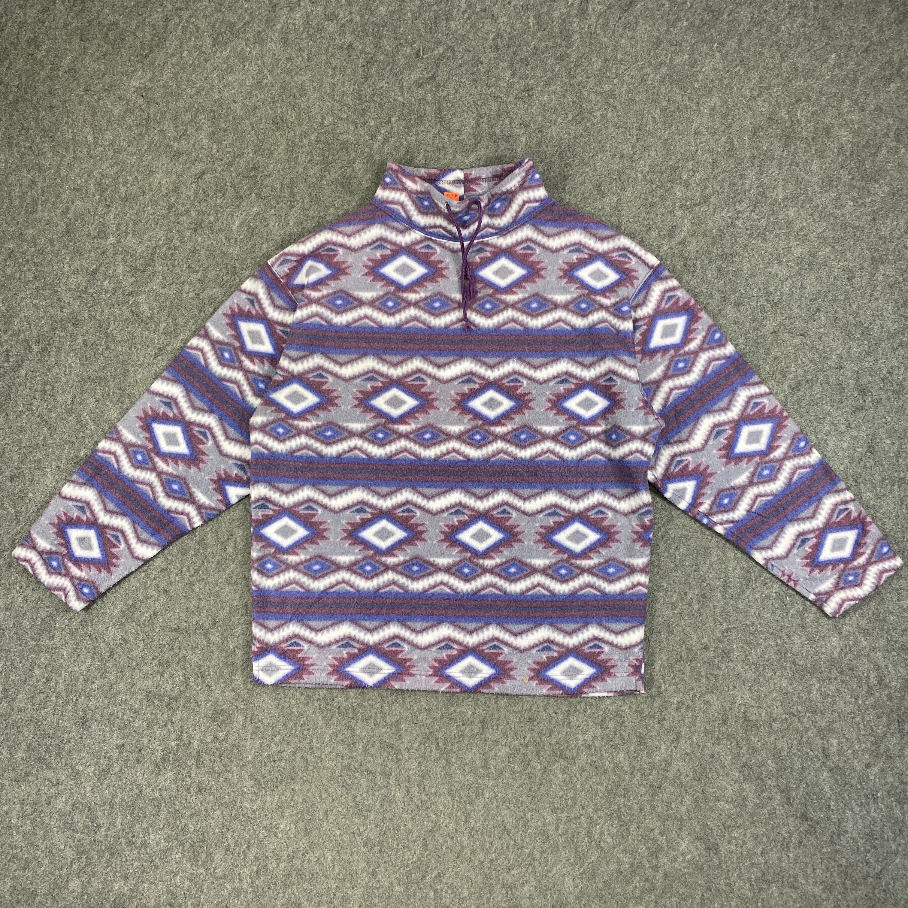 Vintage Vintage Multicolor Geometric Printed Fleece Sweatshirt -J107 ...