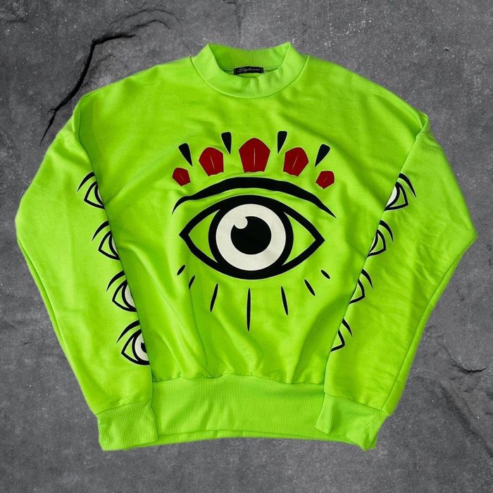 Streetwear Neon green stylewise eye graphic edm rave sweater | Grailed