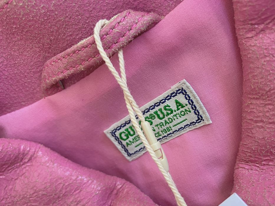 Guess Pink Cracked Leather Jacket | Grailed