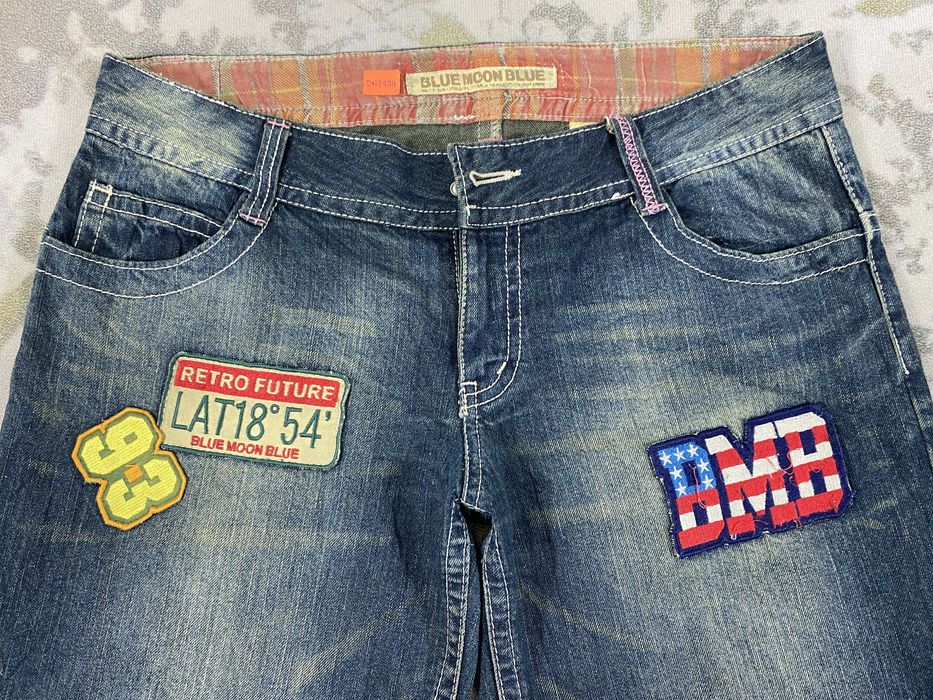 Vintage Vintage Blue Moon Blue Custom patches Jeans 35x30.5- JN3934 ...