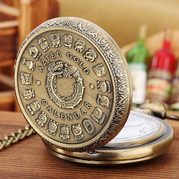 Other Maya Aztec Calendar Art Pocket Watch Quartz Clock Gift | Grailed