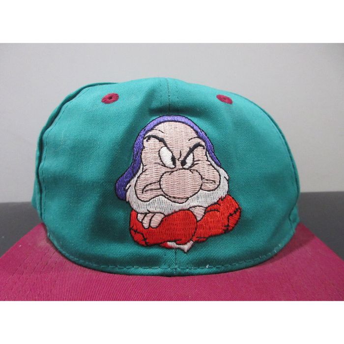Disney VINTAGE Disney Hat Cap Snap Back Green Snow White Seven Dwarfs Grumpy Boys Kids | Grailed