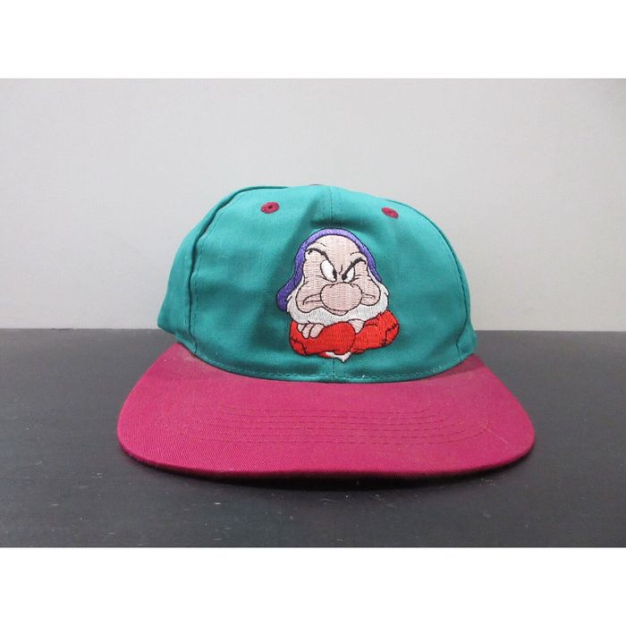 Disney VINTAGE Disney Hat Cap Snap Back Green Snow White Seven Dwarfs ...