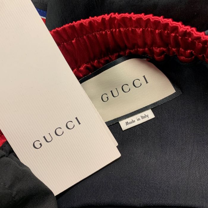 Gucci Red Black Color Block Acetate Drawstring Shorts | Grailed