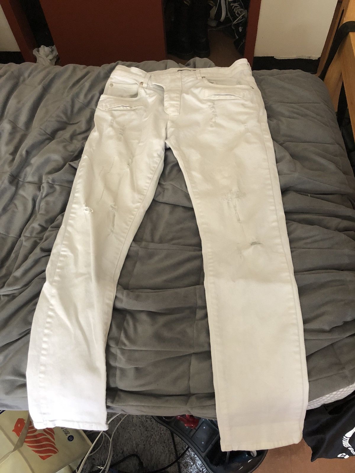 Pierre Balmain Balmain White Biker Denim | Grailed
