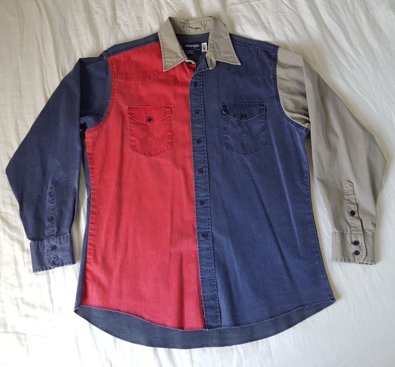 Wrangler Wrangler Red Blue Colorblock Western Cowboy Shirt | Grailed