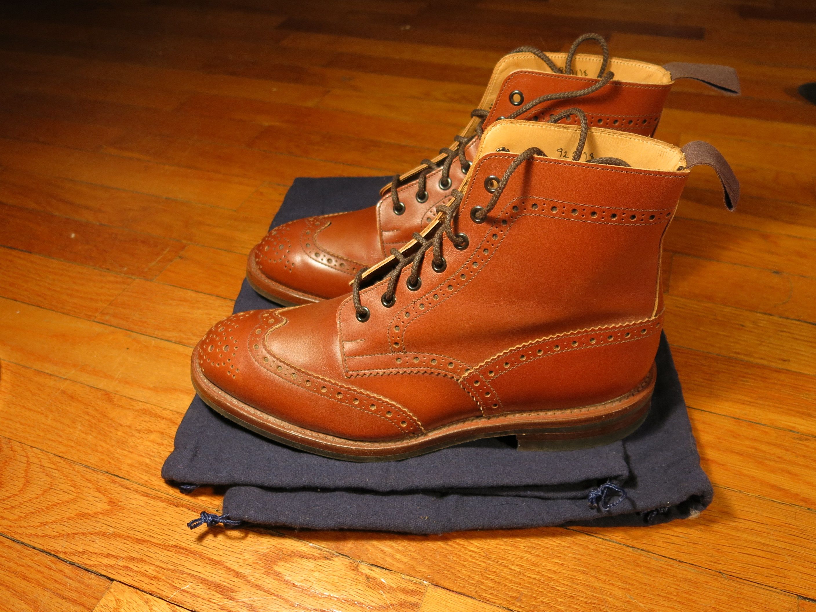 Trickers Trickers Stow Brogue Country Boots UK Men's Size 9 Tan Leather ...