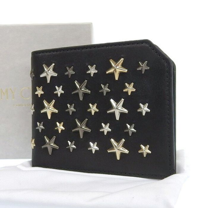 Jimmy Choo JIMMY CHOO Leather Star Studded Bifold Wallet Black Men's ...