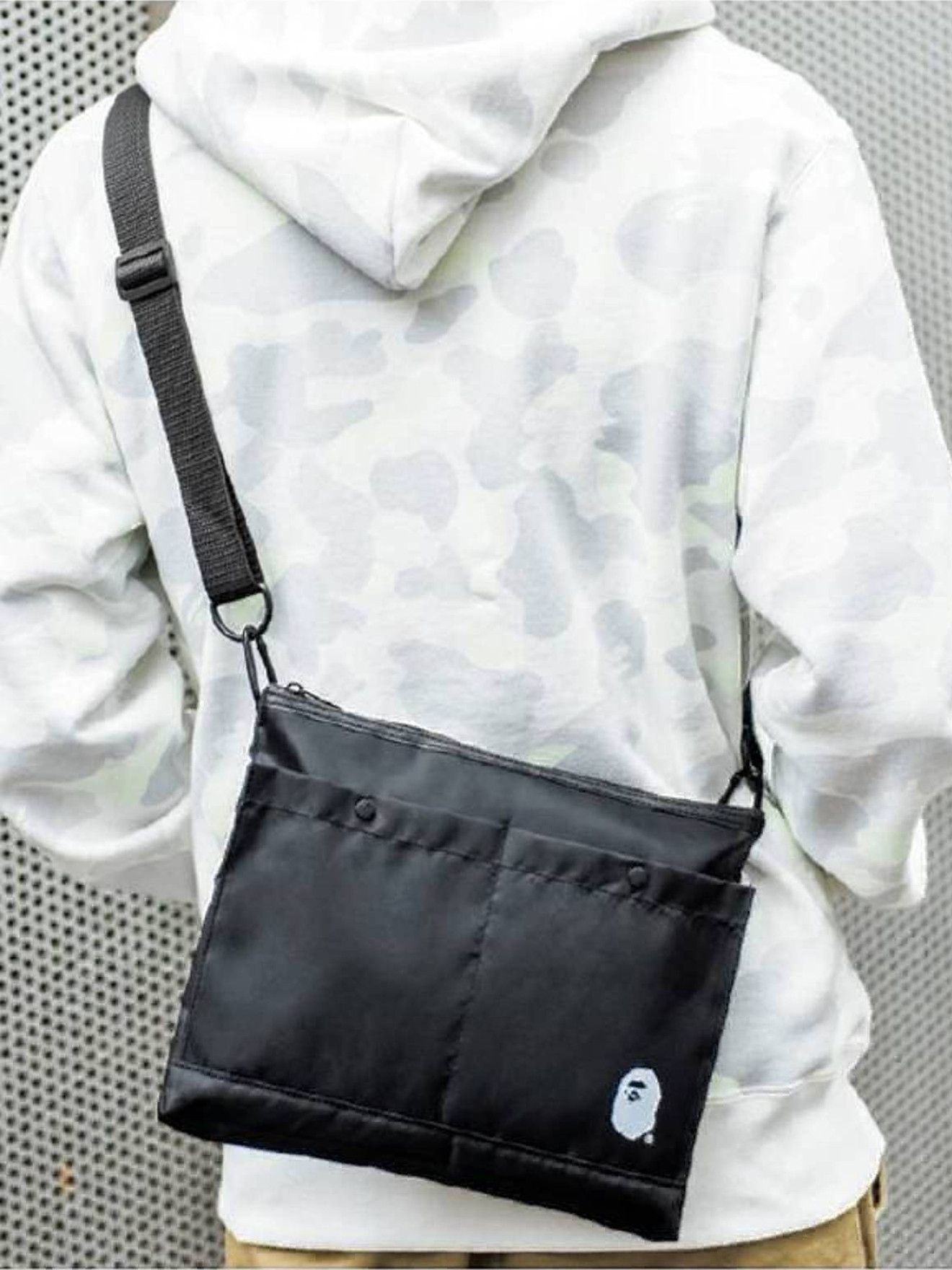 Bape × Nigo Shoulder Bag Black Ape Head Logo - A Bathing Ape Body Bag ...