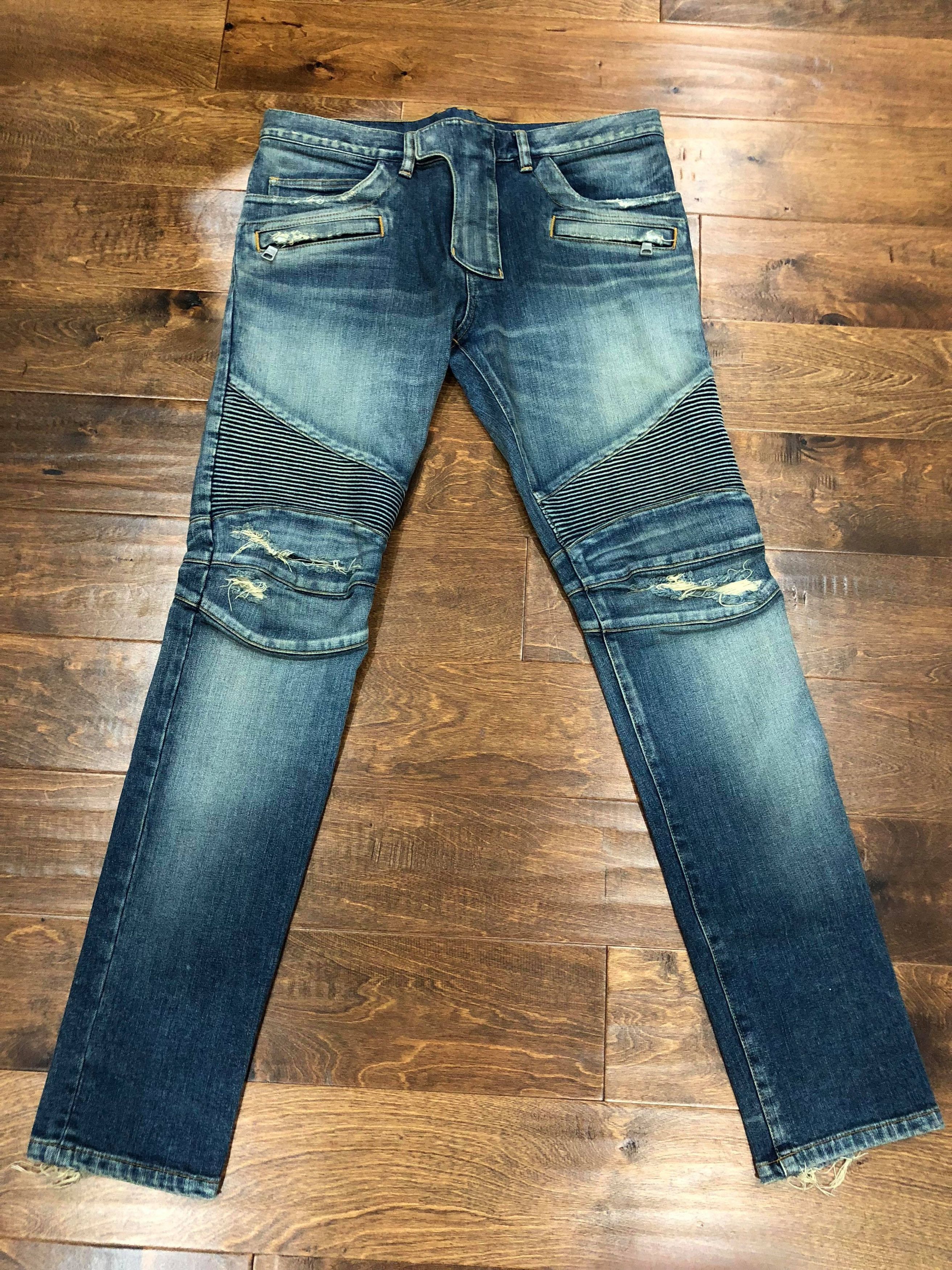 Balmain Balmain Destroyed Slim Fit Biker Jeans | Grailed