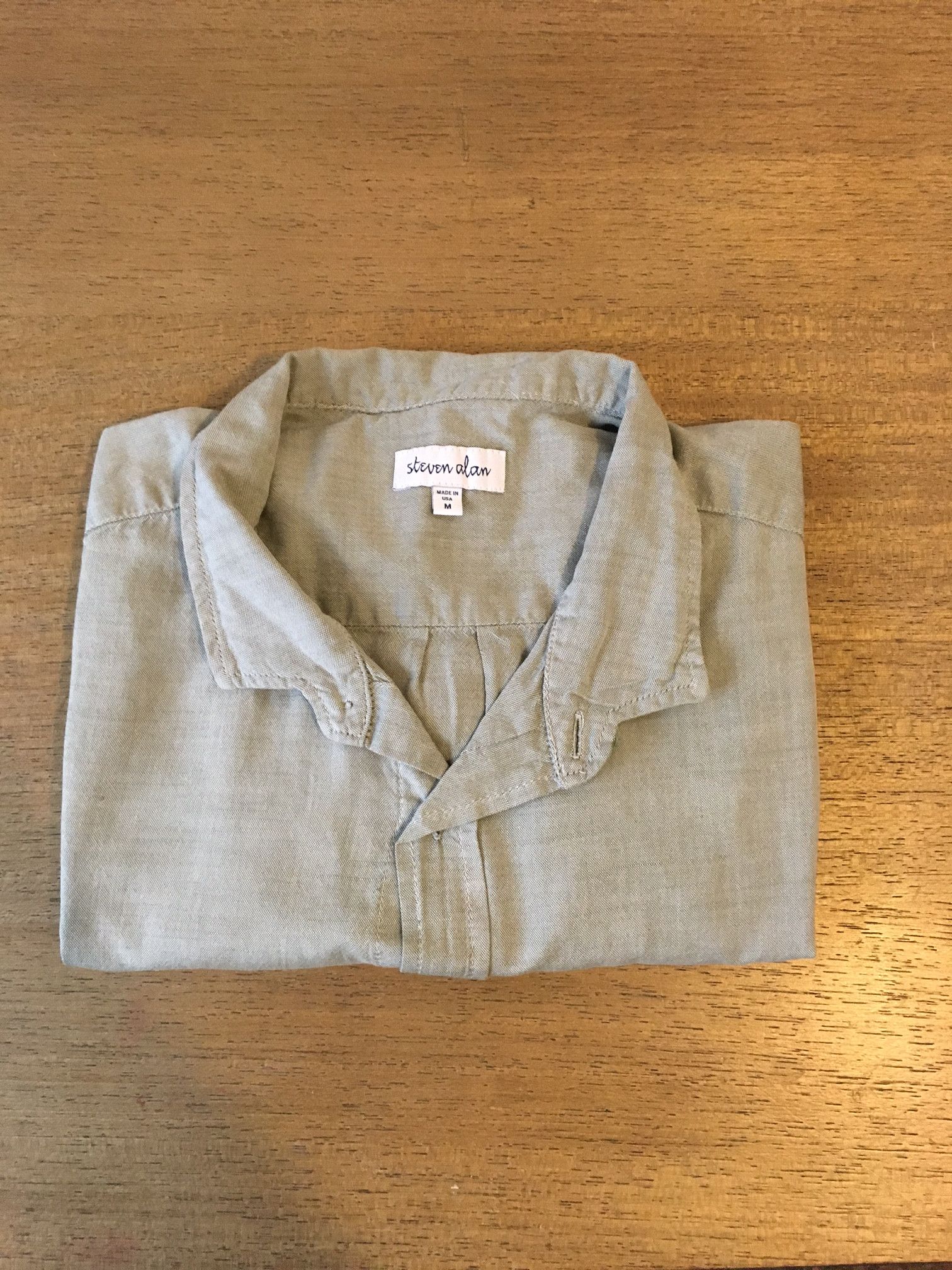 Steven Alan Mini Collar Short Sleeve Shirt Green | Grailed