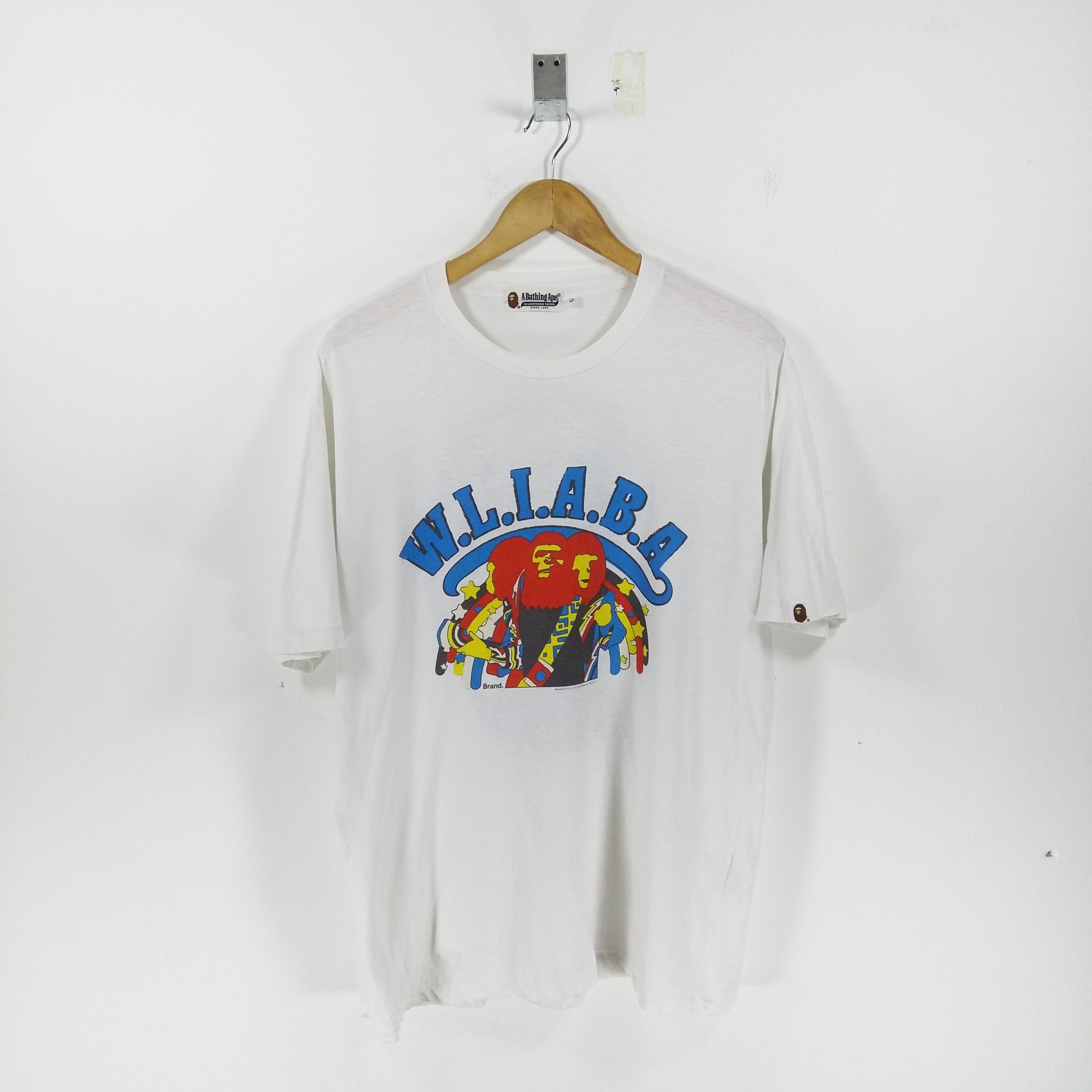 Band Tees × Bape Rare!! Vintage BATHING APE X W.L.I.A.B.A White Tshirt ...
