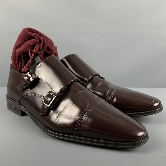 Versace Brown Patent Leather Double Monk Strap Loafers | Grailed