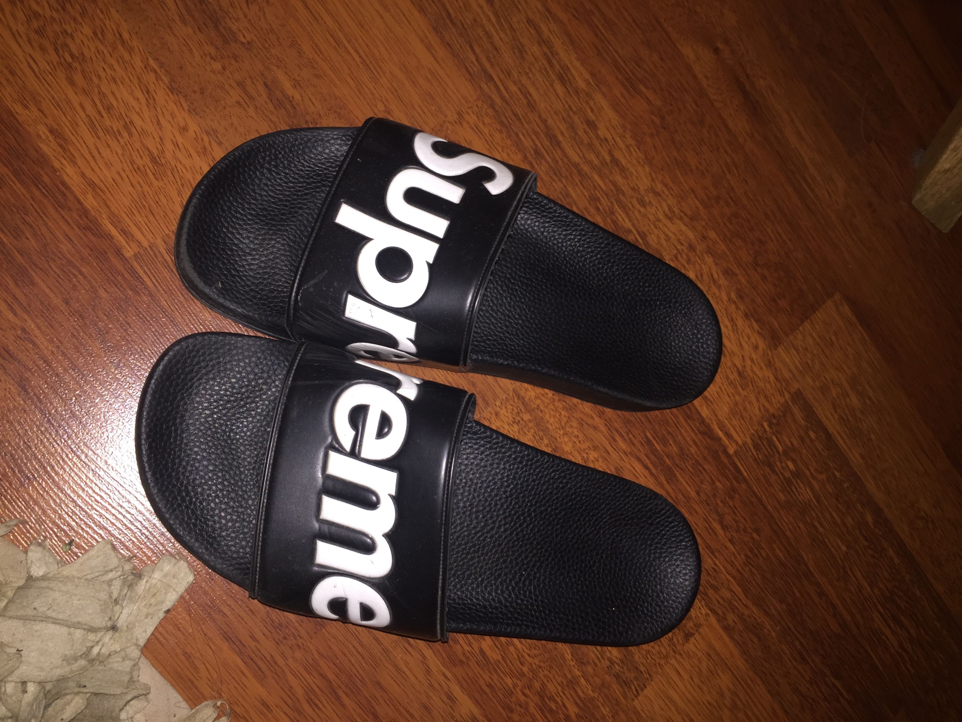 Supreme black slides | Grailed