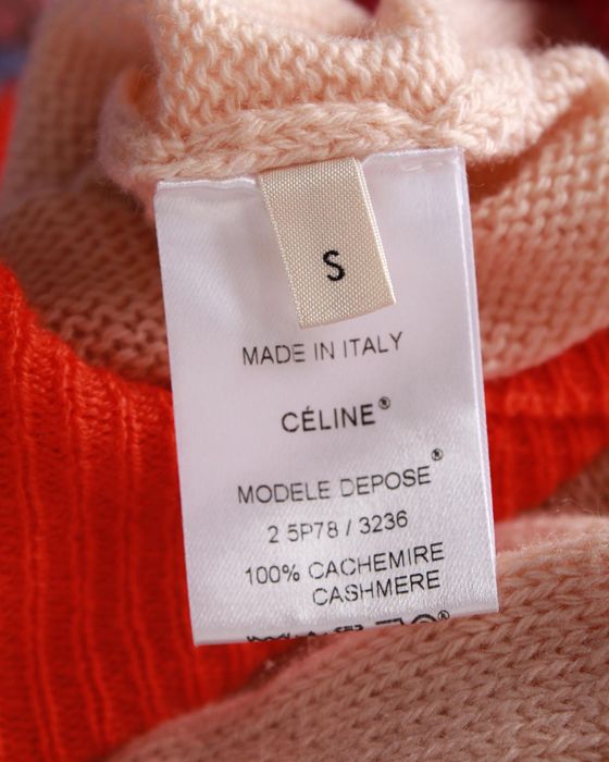 Celine Céline Colorblock Trim Knit Cardigan in Peach Cashmere | Grailed