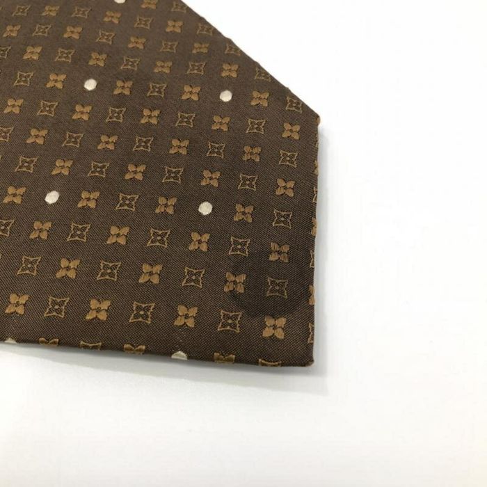 Louis Vuitton LOUIS VUITTON Dot Pattern Monogram Flower Necktie Brown ...