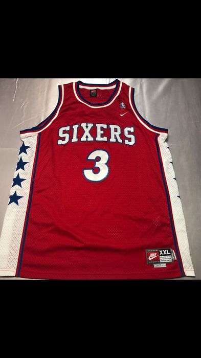 Nike Vintage Mens XXL Nike Red Philadelphia Sixers Allen Iverson ...