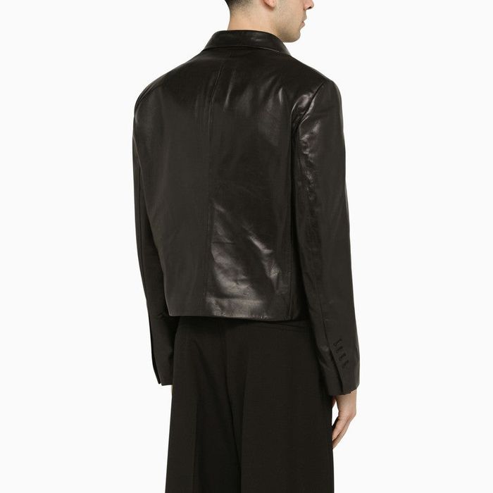 Salvatore Ferragamo Ferragamo Black single-breasted leather jacket ...