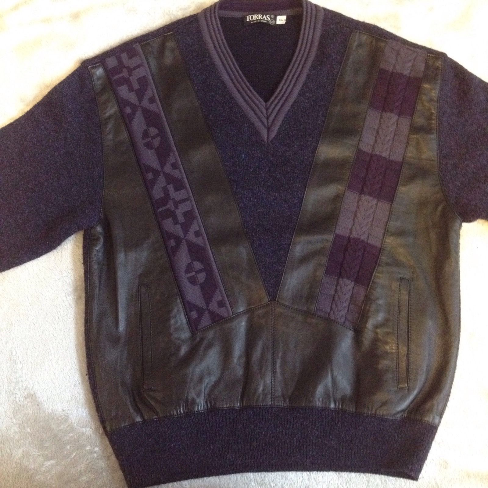 Torras Torras Made In Spain Leather And Wool Vneck Sweater | Grailed