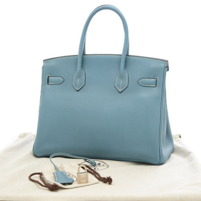 Hermes HERMES Birkin 30 Handbag Togo Blue Jean Silver hardware N stamp ...