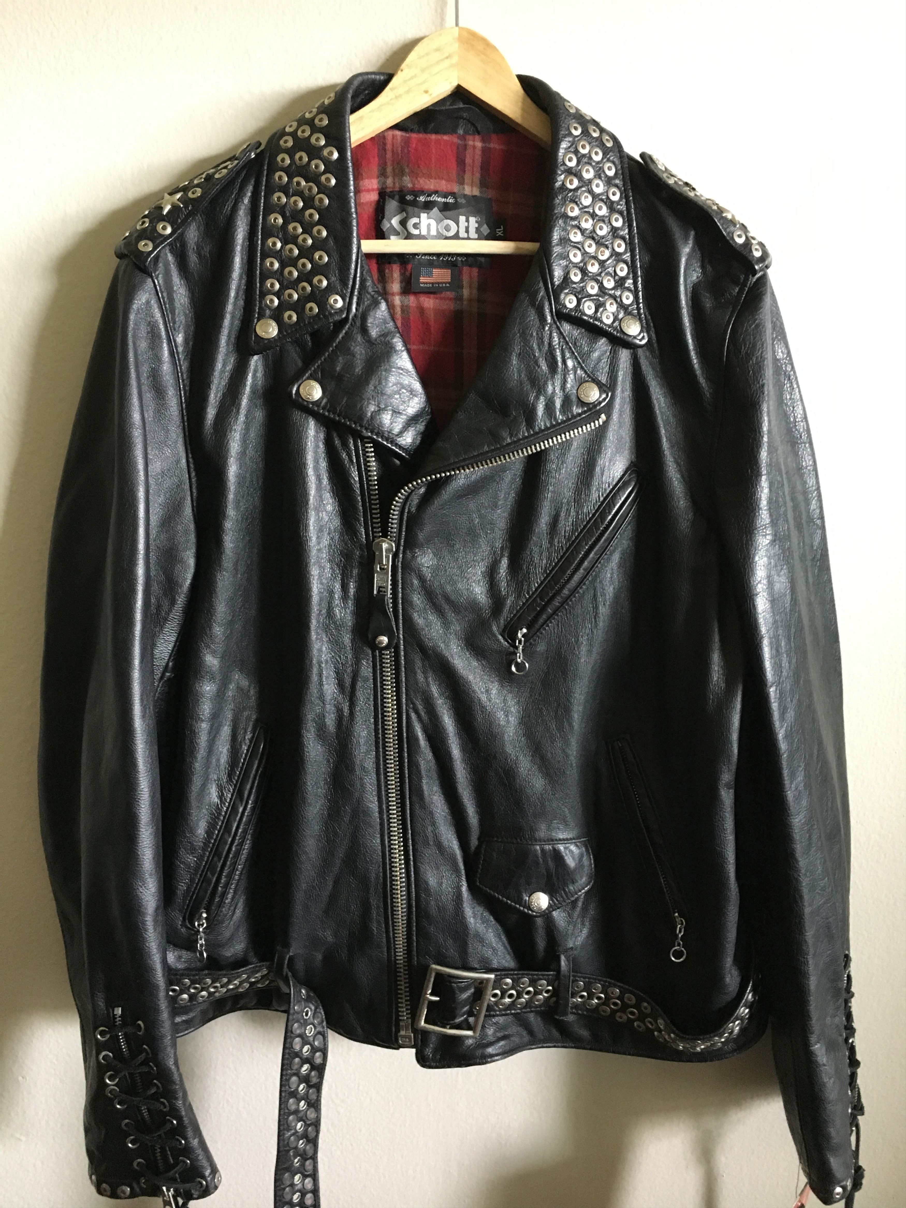 Schott $1400 Limited Edition Schott NYC Studded Leather Biker Riders ...