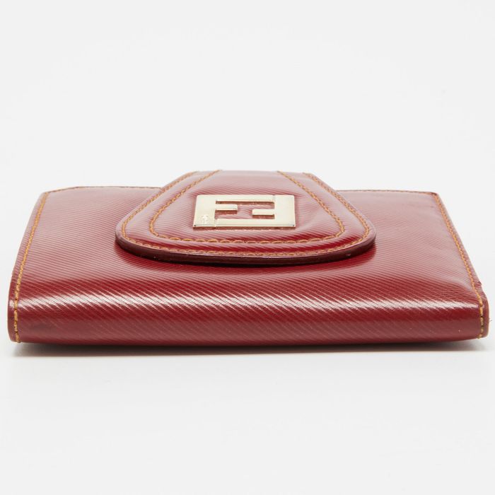 Fendi FENDI Red Coated Canvas Compact Flap Wallet | Grailed