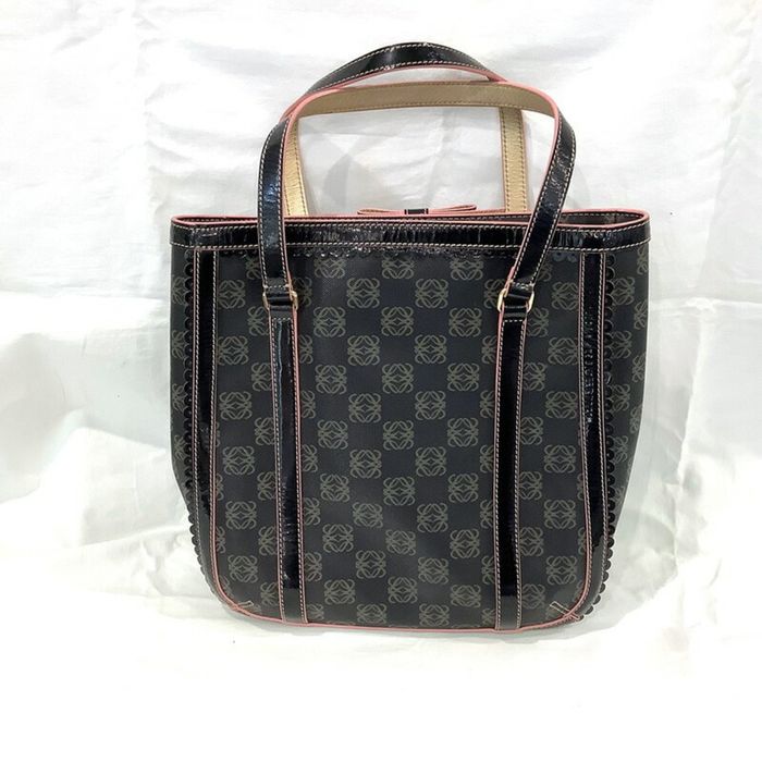 Loewe LOEWE Anagram PVC & Enamel Ribbon Tote Bag Black x Pink | Grailed