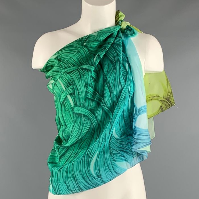 Vintage Green Blue Abstract Scarves | Grailed