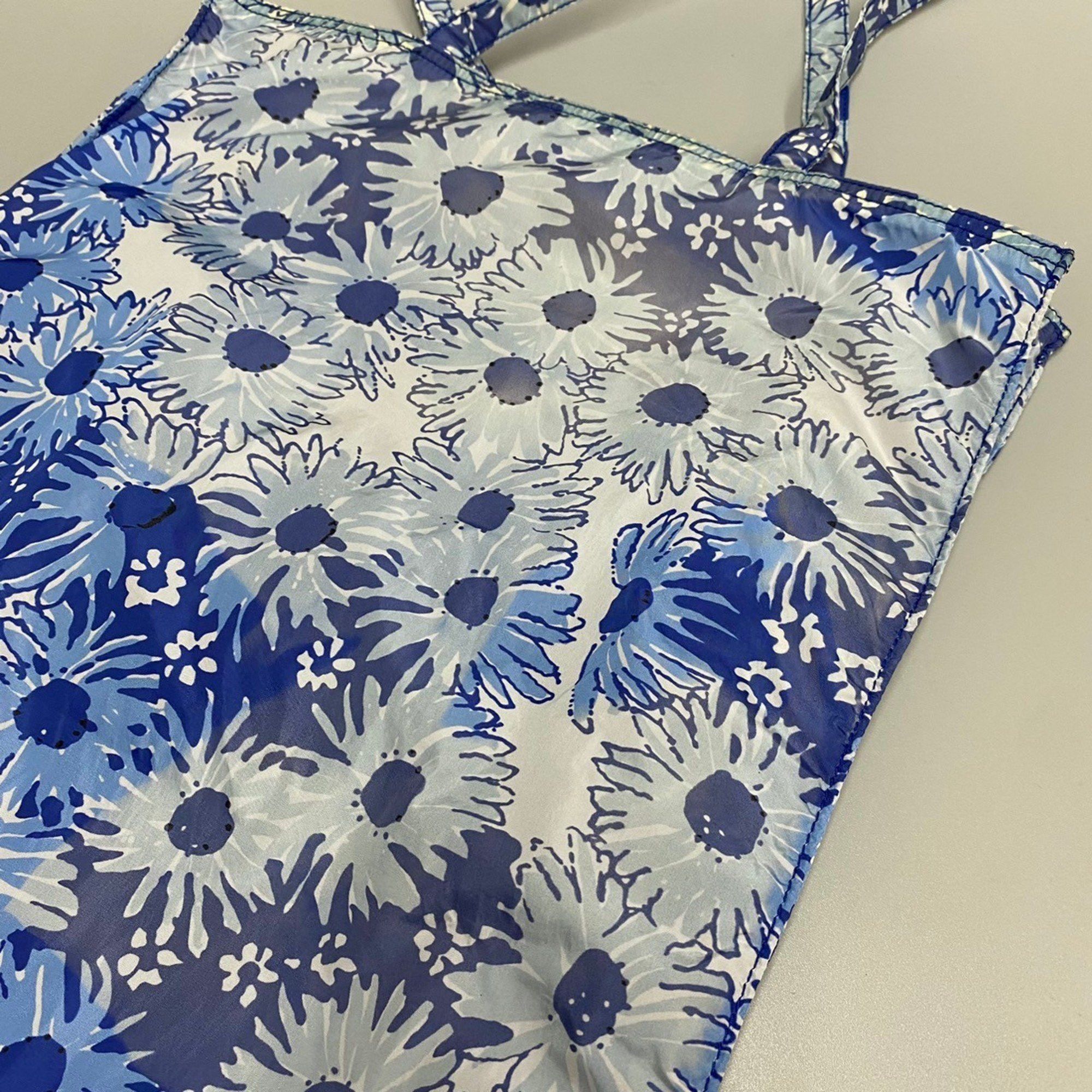 Prada PRADA Triangle Logo Metal Fittings Floral Pattern All Over Nylon ...