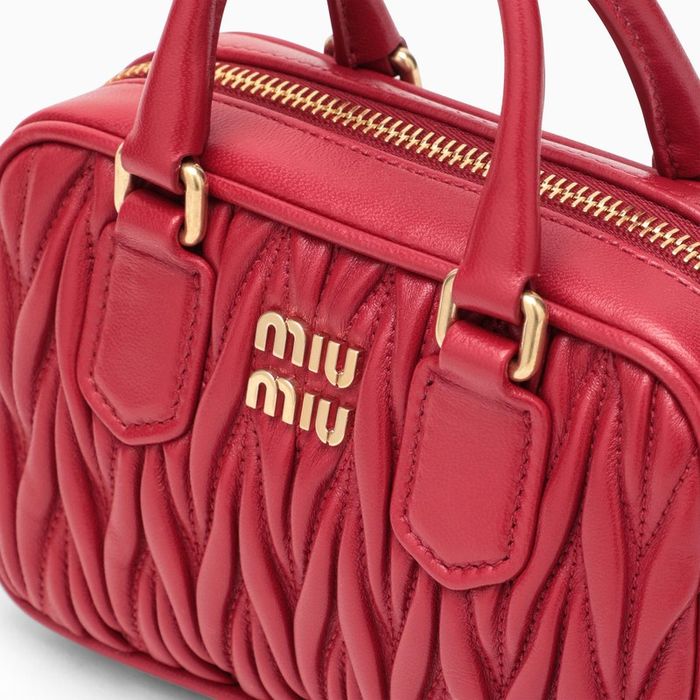 Miu Miu Miu Miu Red Quilted Leather Bowling Bag | Grailed