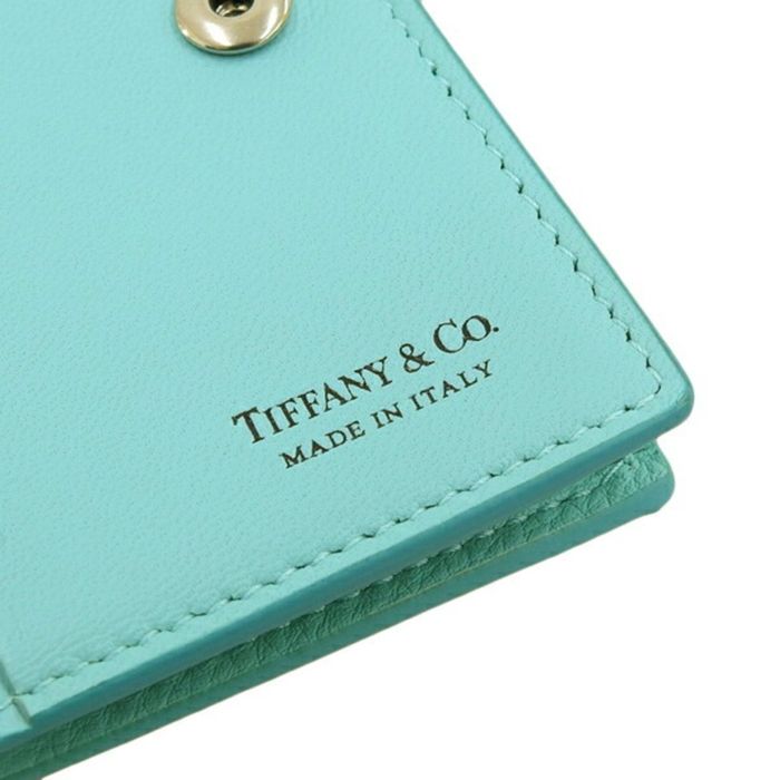 Tiffany & Co. TIFFANY Leather Vertical Fold Bifold Card Case Blue ...