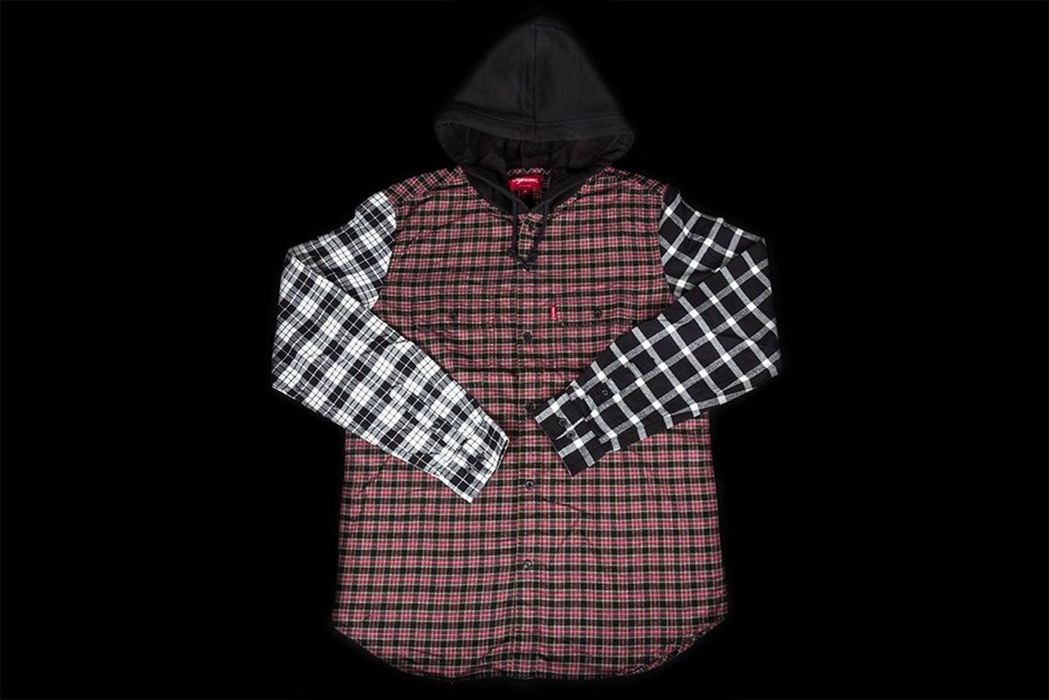 Supreme Supreme Hooded Flannel Hoodie Patchwork Sleeves | Grailed