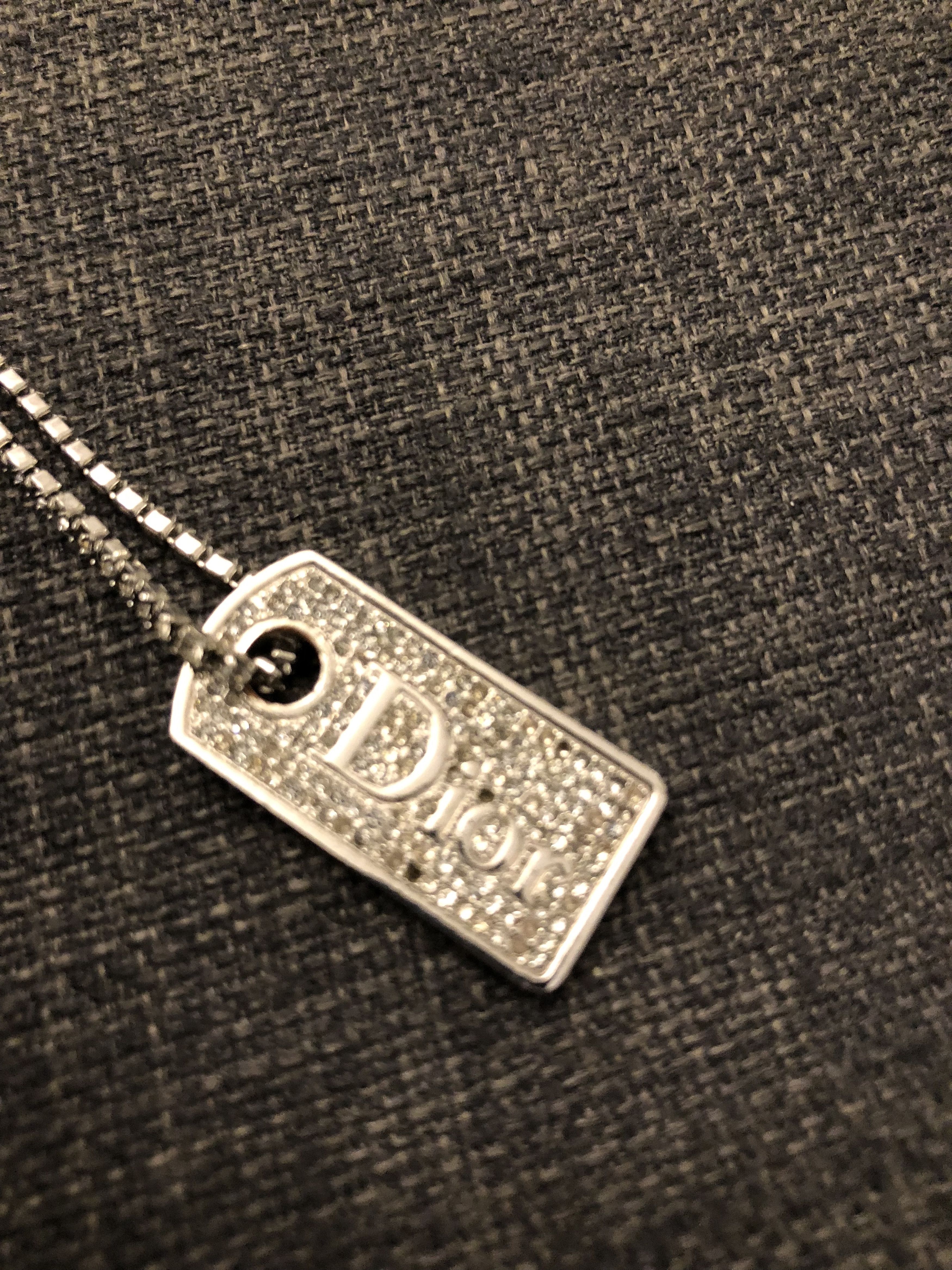 Dior Iced Out Tag Necklace | Grailed
