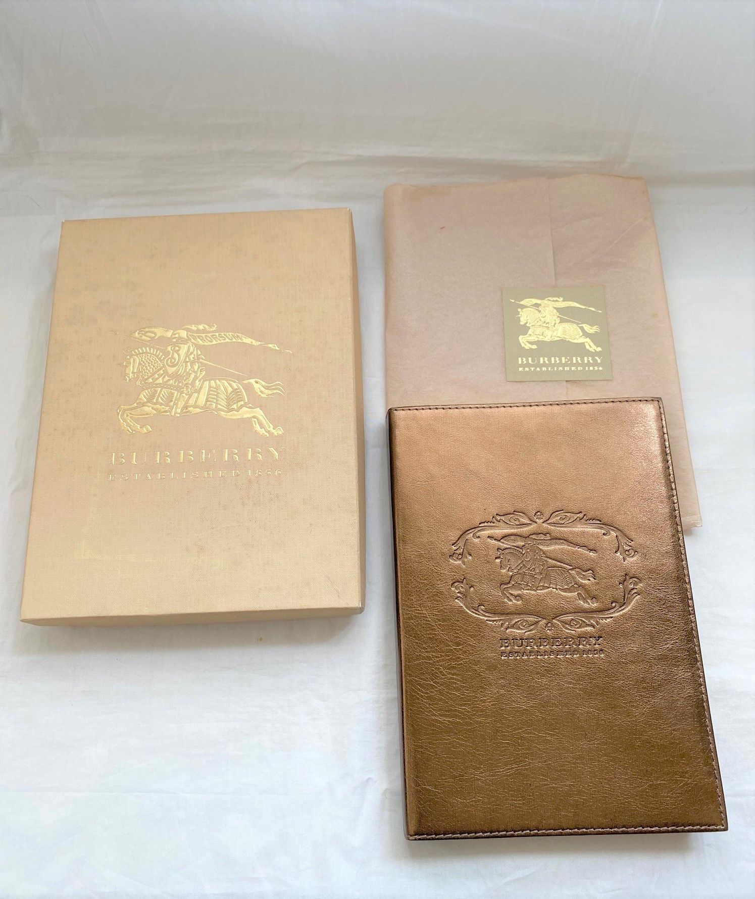 Burberry BURBERRY METALLIC BRONZE LEATHER COVER NOTEBOOK | Grailed