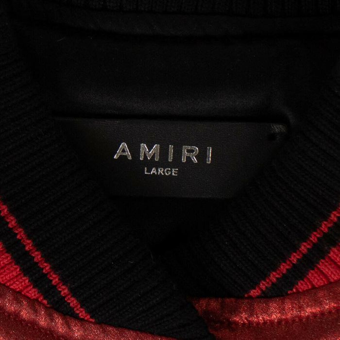 Amiri Red Silk Metallic Varsity Jacket Size XXL | Grailed