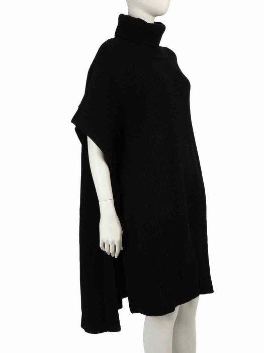 Joseph Black Wool Ribbed Knit Open Side Poncho | Grailed
