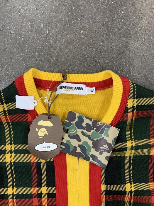 Bape Bape Plaid Zip Up Bomber Style Sweatshirt | Grailed