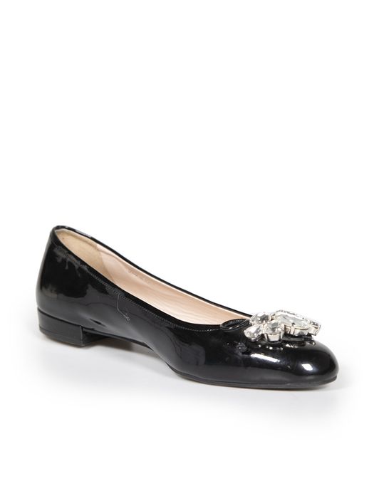 Miu Miu Black Patent Embellished Ballet Flats | Grailed