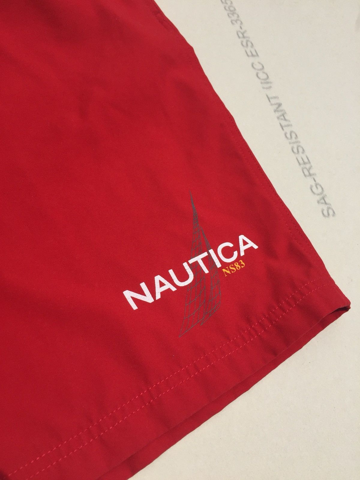 Nautica × Vintage Vintage Nautica NS83 Logo Swim Shorts Red | Grailed