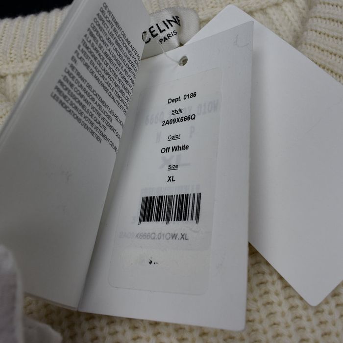 Celine CELINE Cream Wool Sequin Logo Crewneck Sweater | Grailed