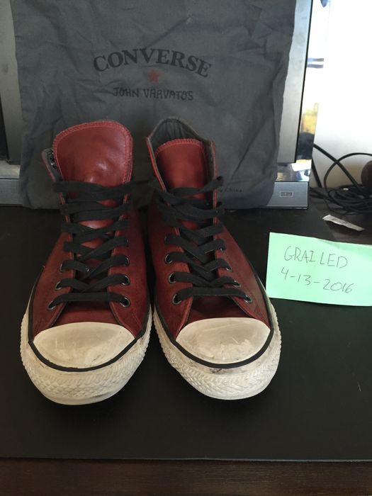 Converse Red Leather Chuck Taylor High Tops | Grailed