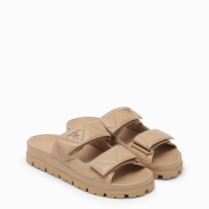 Prada Prada Sand-Coloured Leather Slide | Grailed