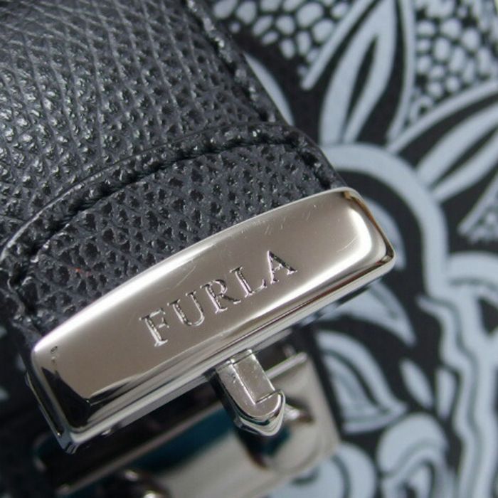 Furla Furla bi-fold compact wallet black x light gray printed pattern ...