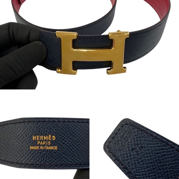 Hermes HERMES Constance Belt Leather Genuine Accessory Navy Red Men's Women's 80684 | Grailed