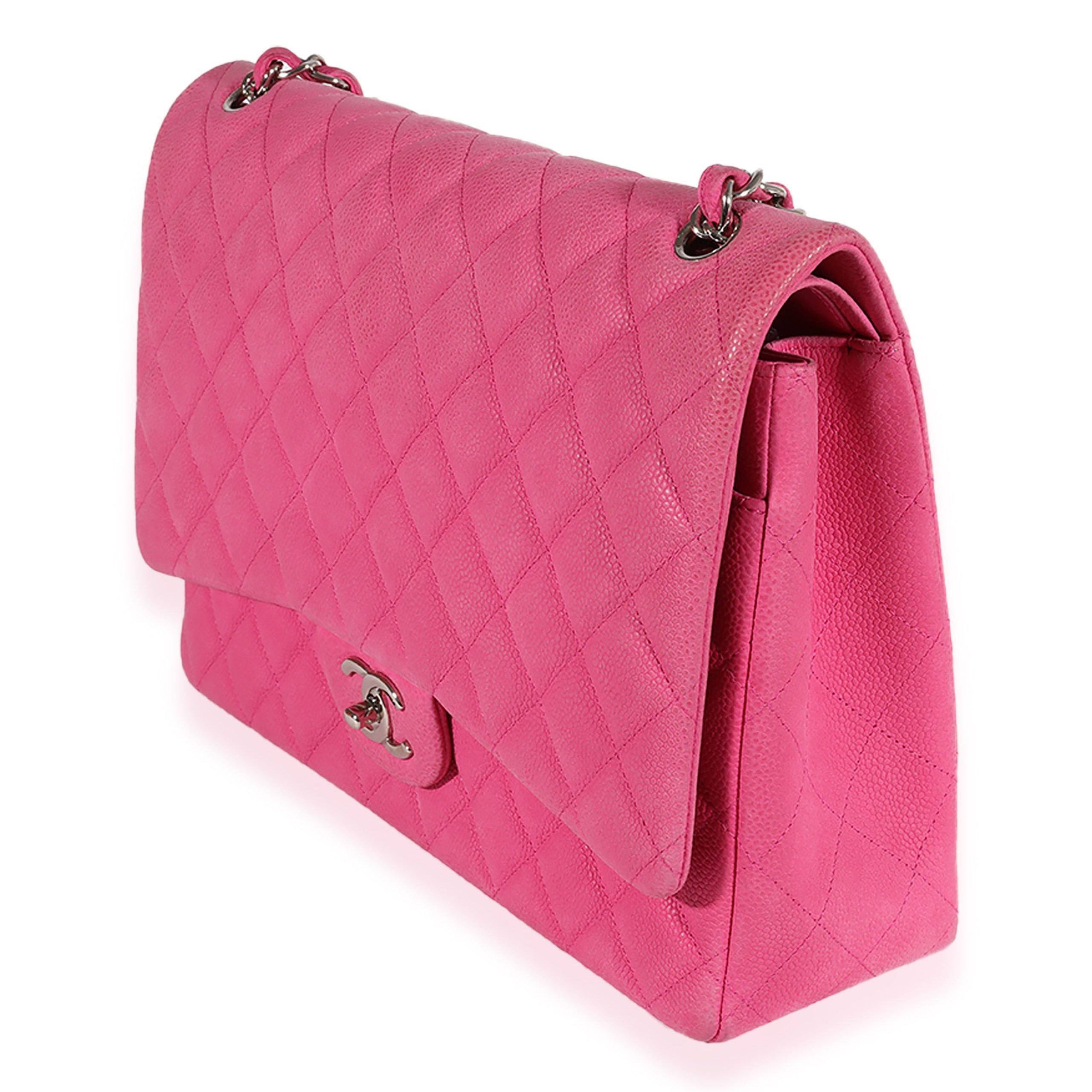Chanel Chanel Hot Pink Quilted Matte Caviar Maxi Classic Double Flap ...